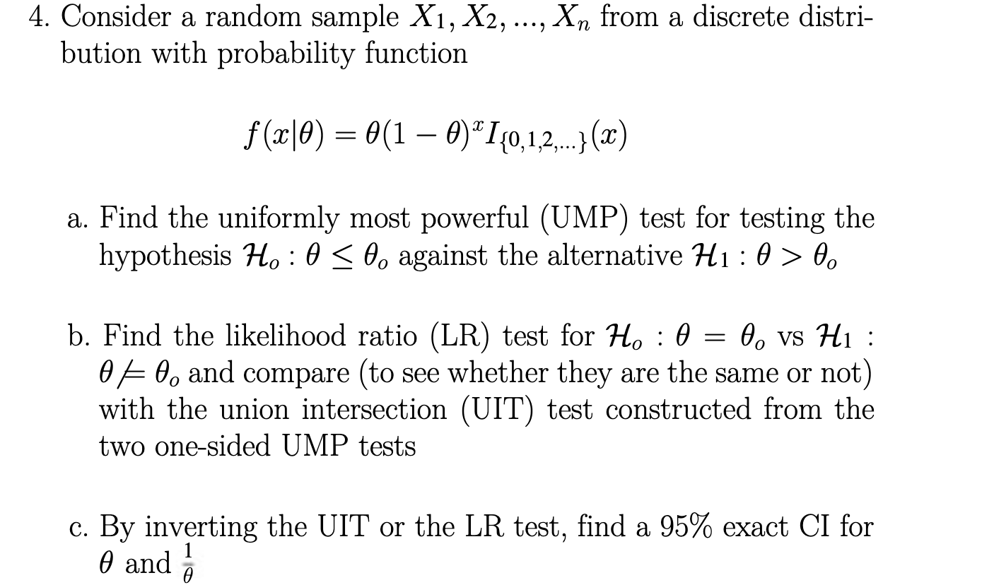 Solved Consider a random sample x1,x2,dots,xn ﻿from a | Chegg.com