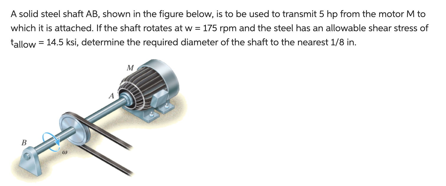 Solved A solid steel shaft AB, shown in the figure below, is | Chegg.com
