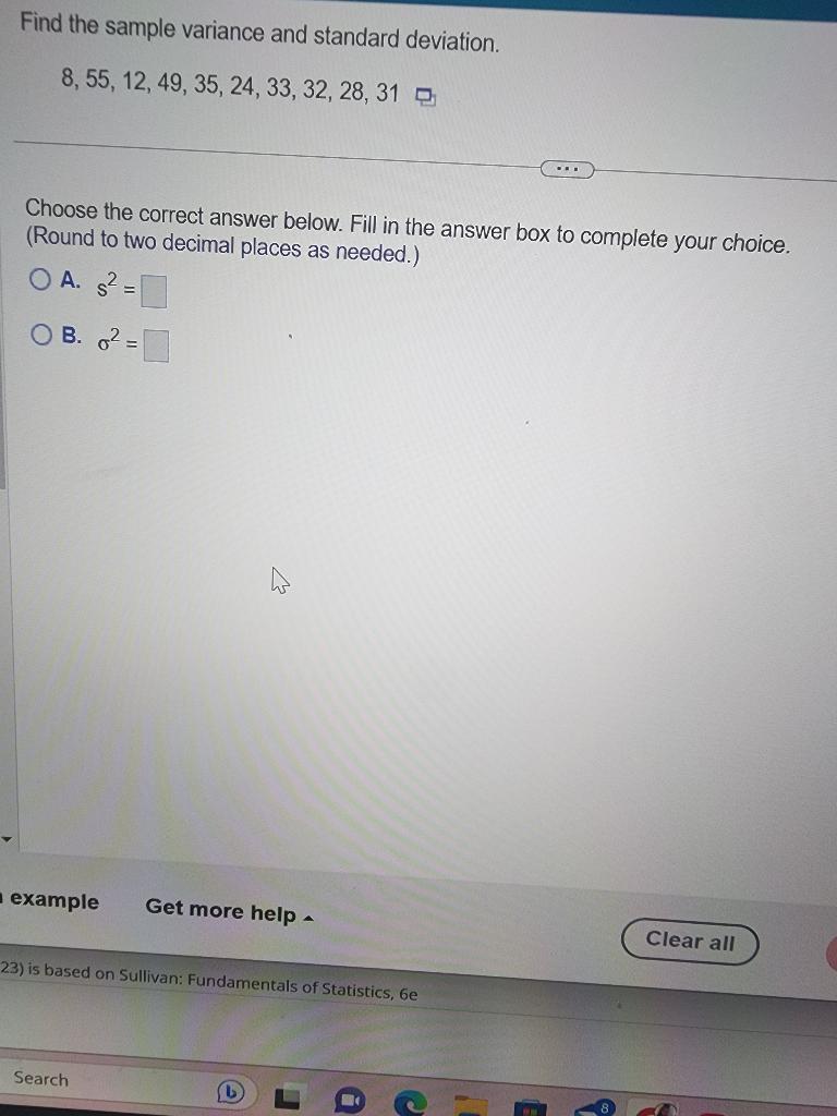 Solved Find the sample variance and standard deviation. | Chegg.com