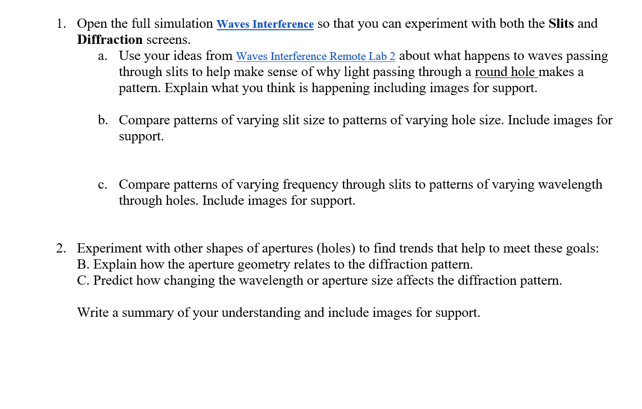 1. Open the full simulation Waves Interference so | Chegg.com