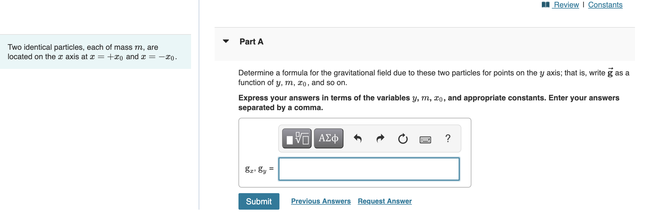Solved Two identical particles, each of mass m, are Part A | Chegg.com