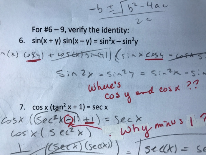 Solved Verify the Identity: sin (x + y) sin (x - y) = sin^2x | Chegg.com