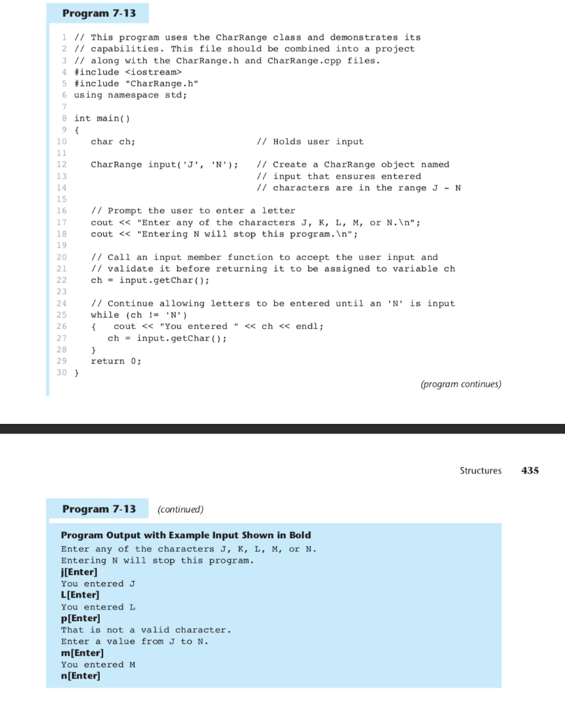 Solved Program 7-13 1 // This program uses the charRange | Chegg.com