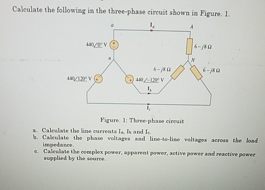 Solved Calculate the following in the three-phase circuit | Chegg.com
