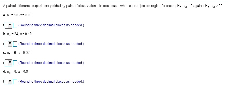 Solved A paired difference experiment yielded nd pairs of | Chegg.com