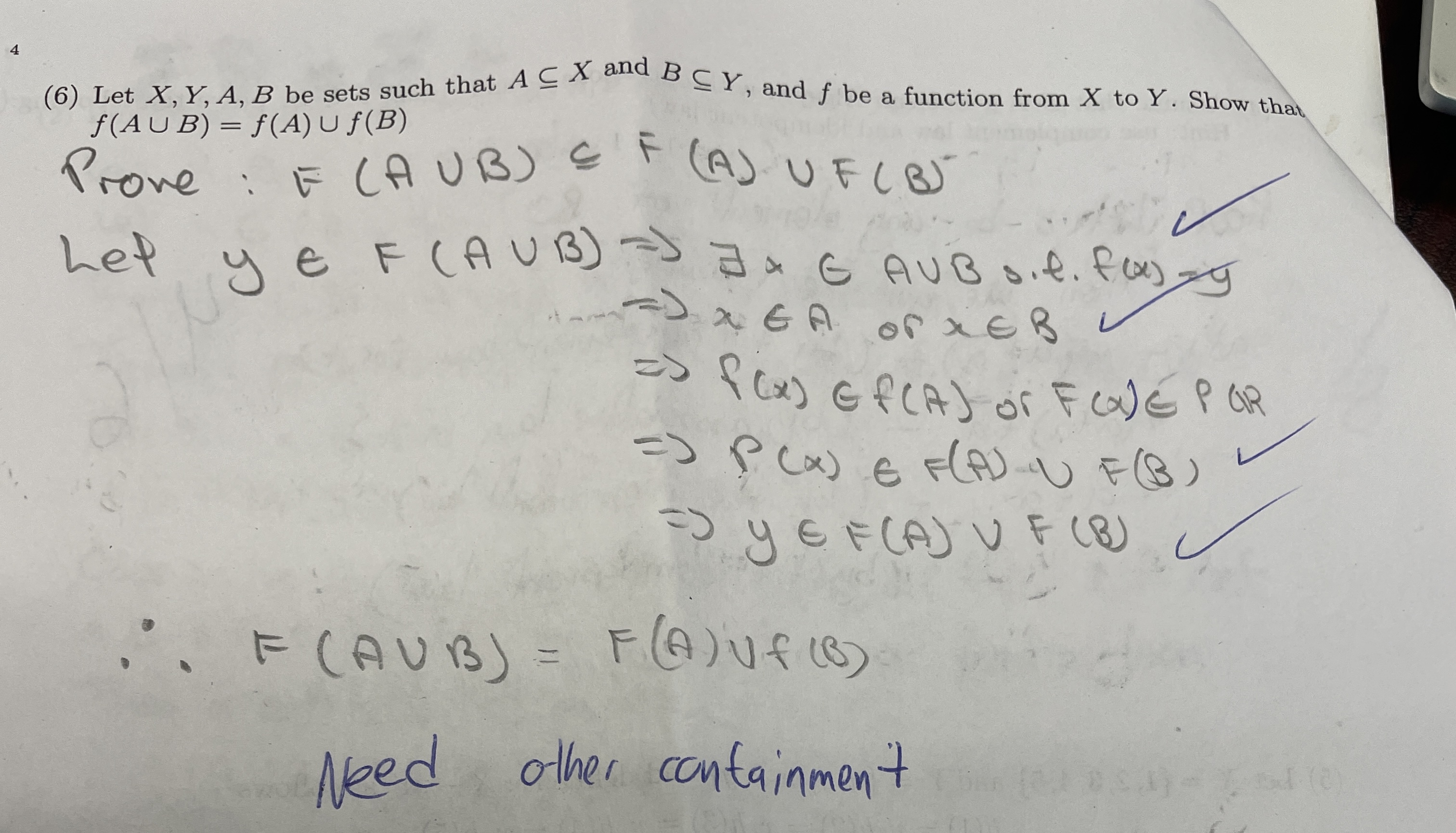 Solved (6) Let X,Y,A,B be sets such that A⊆X and B⊆Y, and f | Chegg.com Solved (6) Let X,Y,A,B be sets such that A⊆X and B⊆Y, and f | Chegg.com