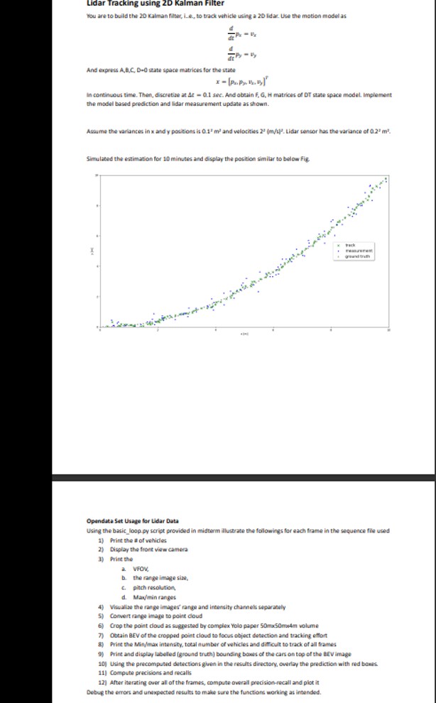 Solved Lidar Tracking using 2D Kalman FilterYou are to build | Chegg.com
