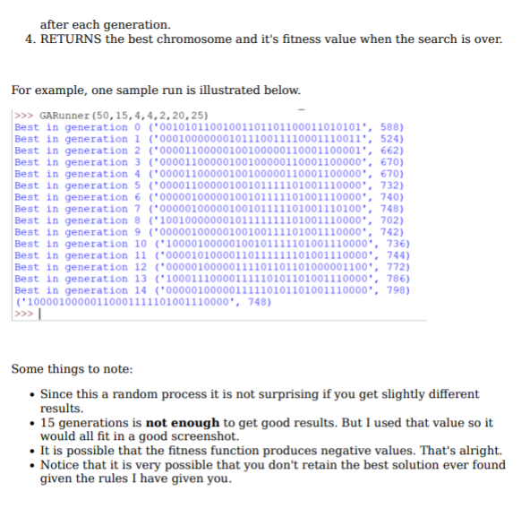 Solved Programming Assignment #3 Code for Genetic Algorithms | Chegg.com