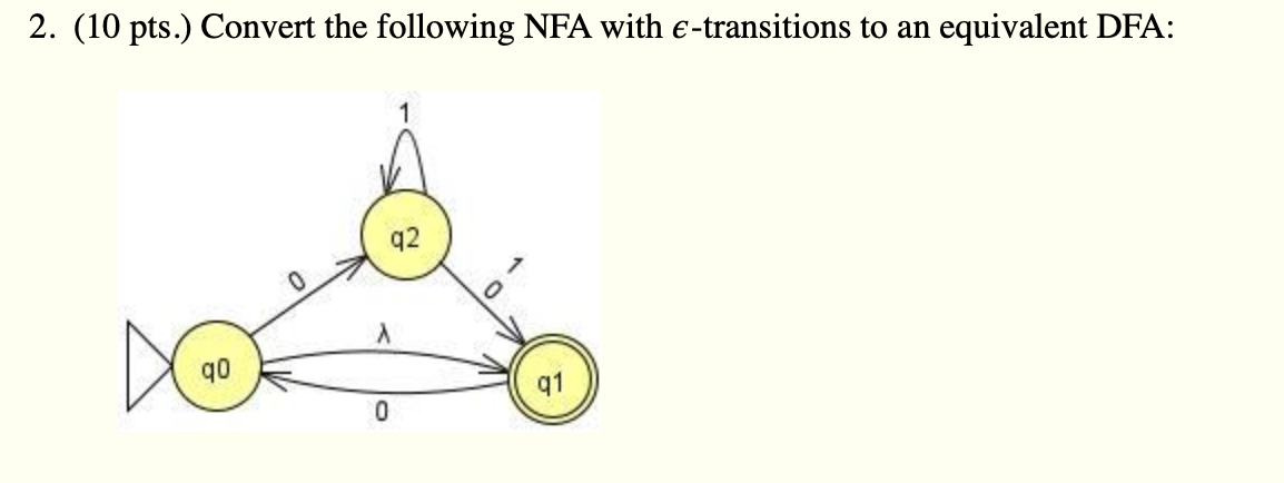 Solved 2. (10 pts.) Convert the following NFA with | Chegg.com Solved 2. (10 pts.) Convert the following NFA with | Chegg.com