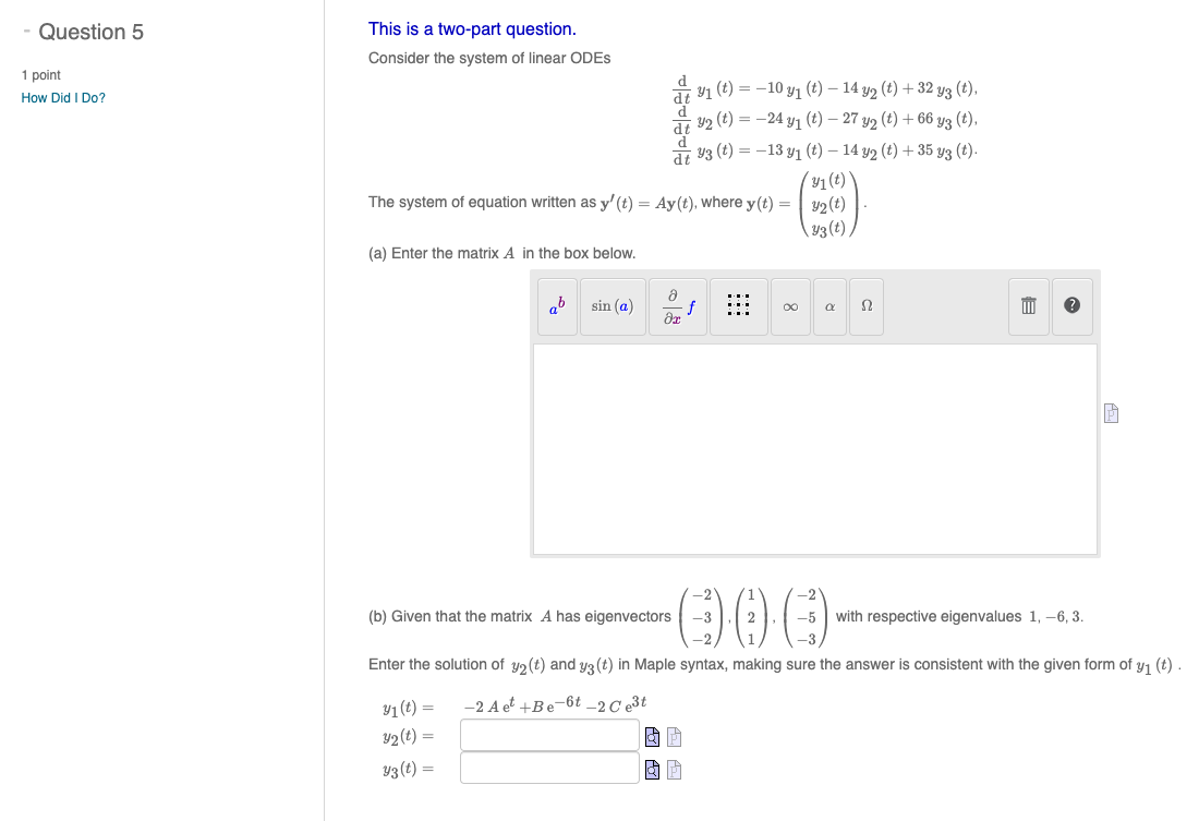 Solved This is a two-part question. Consider the system of | Chegg.com