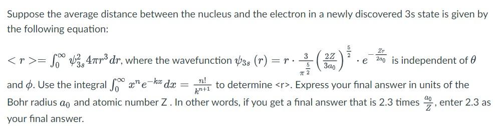 Solved Suppose the average distance between the nucleus and | Chegg.com