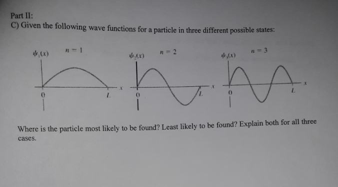 Solved Part II: C) Given the following wave functions for a | Chegg.com