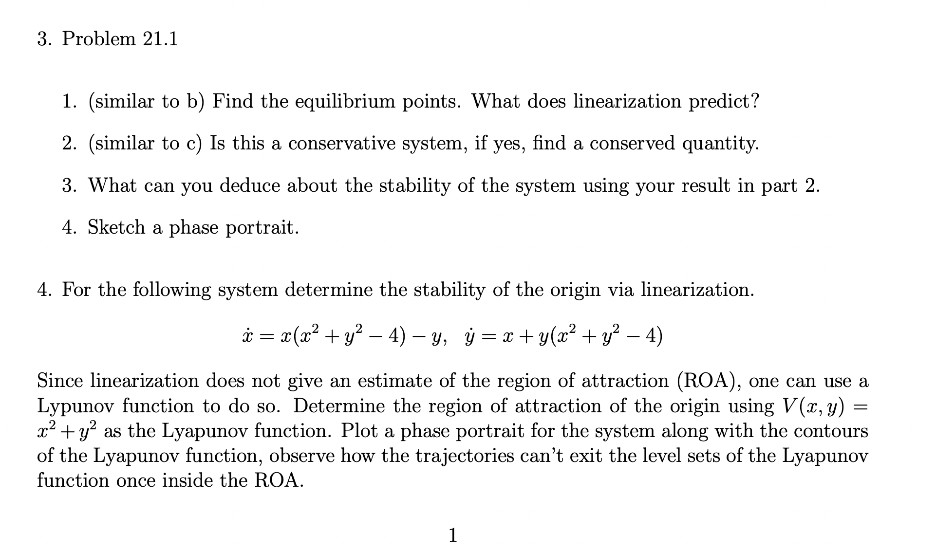 Solved 1. (similar to b) Find the equilibrium points. What | Chegg.com
