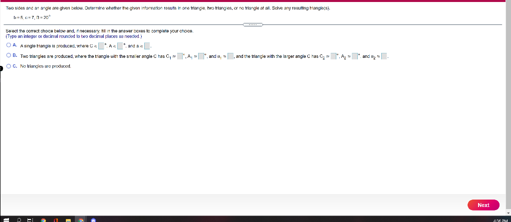 Solved Two sides and an angle are given below. Determine | Chegg.com