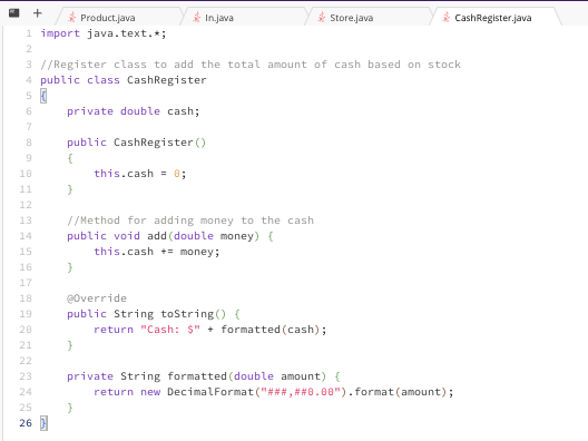 Solved import java.text.*; //Register class to add the total | Chegg.com