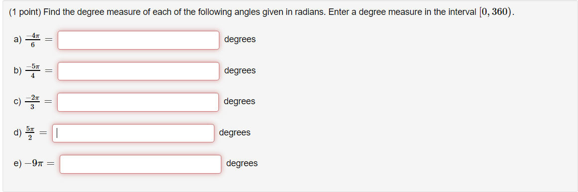 Solved Find the degree measure of each of the following | Chegg.com