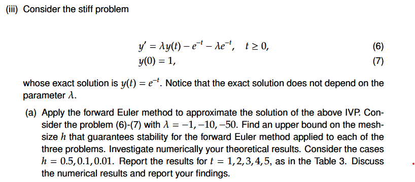 (iii) ﻿Consider the stiff | Chegg.com