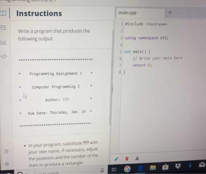 Solved Instructions main.cpp !!#include «iostrean» 3 using | Chegg.com