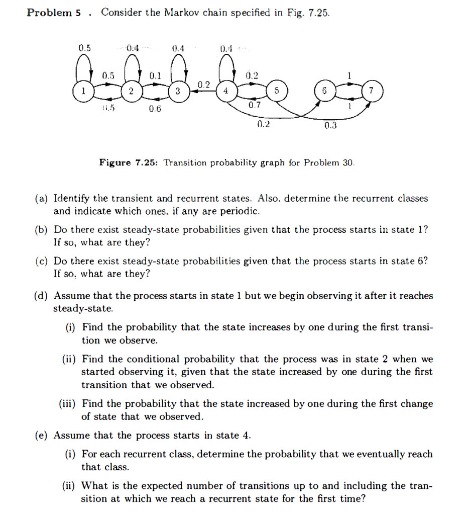 Solved Problem 5 . Consider the Markov chain specified in | Chegg.com