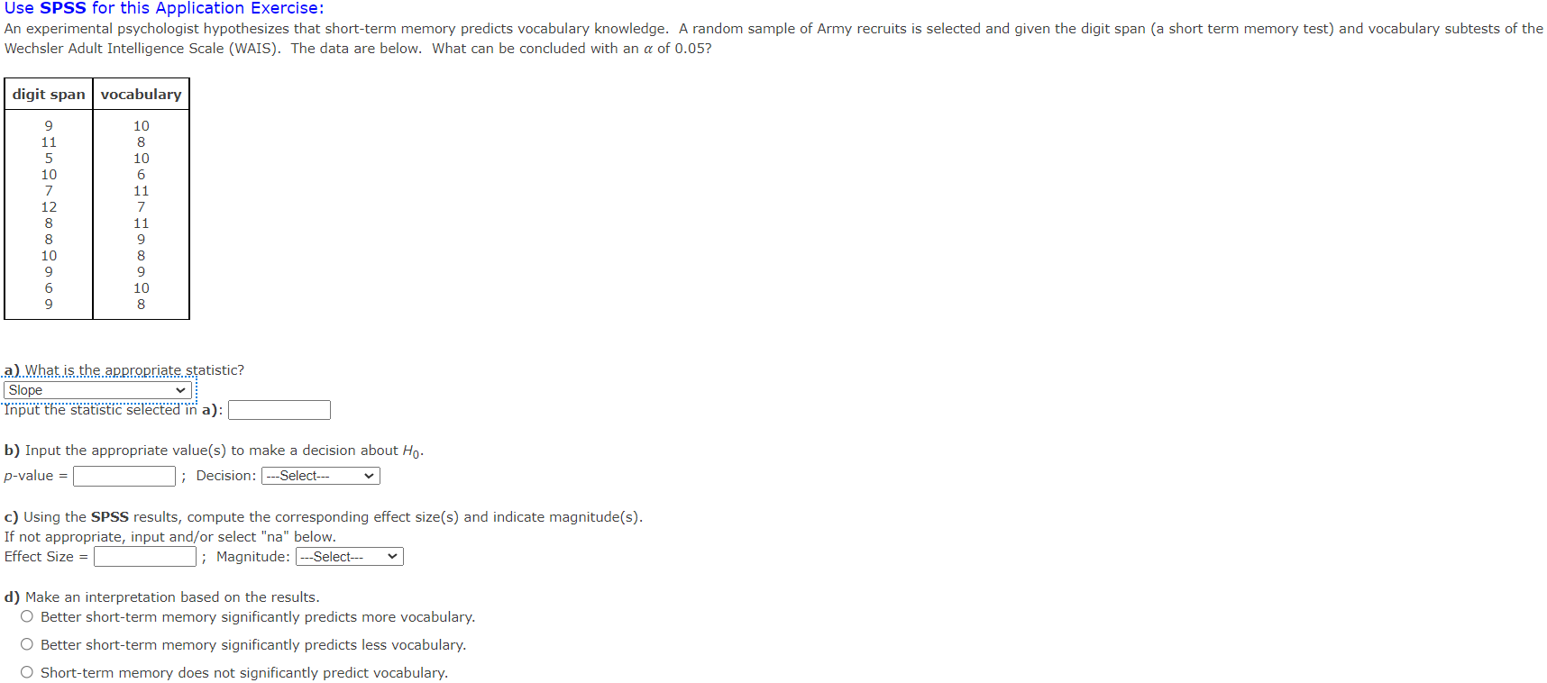 Solved Use SPSS for this Application Exercise: An | Chegg.com