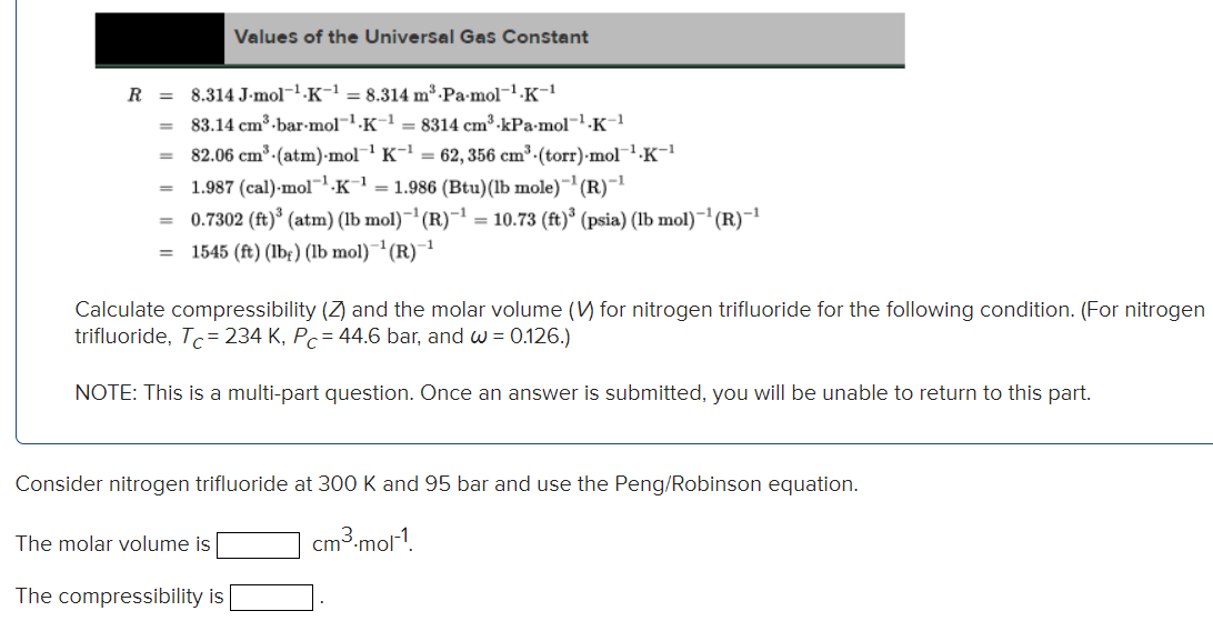 Solved Values of the Universal Gas Constant -1 R = 8.314 | Chegg.com
