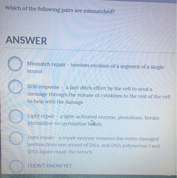 Solved Which of the following pairs are mismatched? ANSWER | Chegg.com