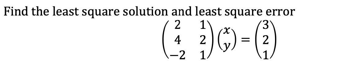 Solved Find the least square solution and least square error | Chegg.com