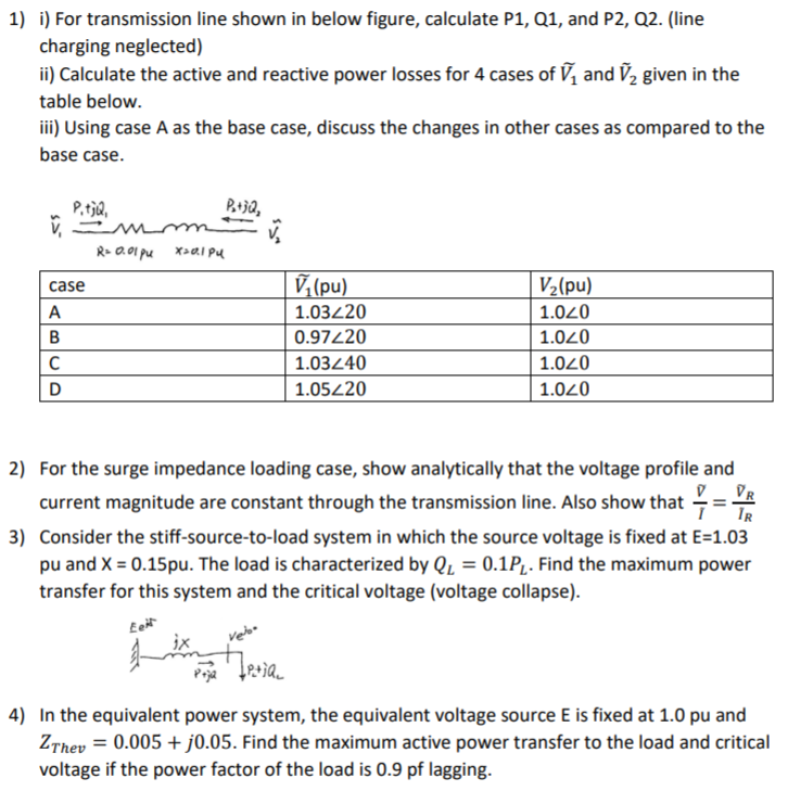 Solved 1) i) For transmission line shown in below figure, | Chegg.com