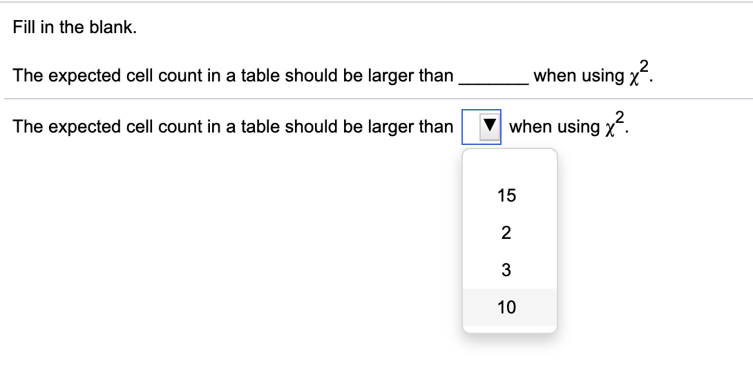 Solved Fill in the blank. The expected cell count in a table | Chegg.com