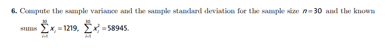 Solved 6. Compute the sample variance and the sample | Chegg.com