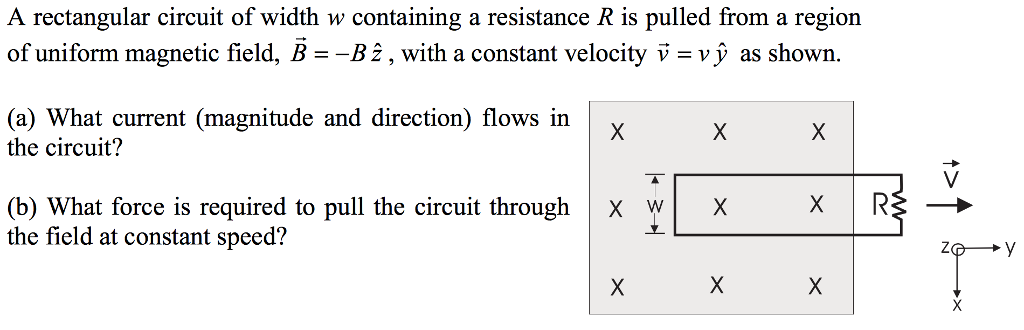 Solved A rectangular circuit of width w containing a | Chegg.com