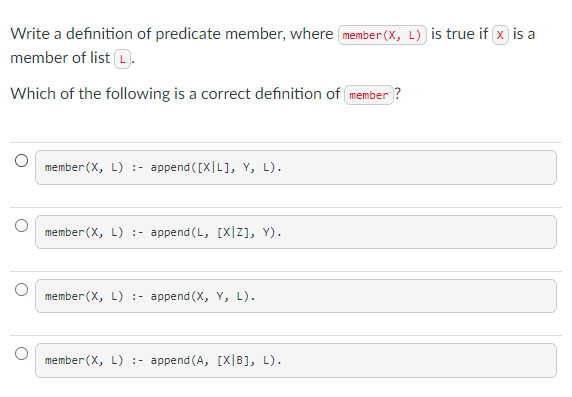 Solved Write a definition of predicate member, where | Chegg.com