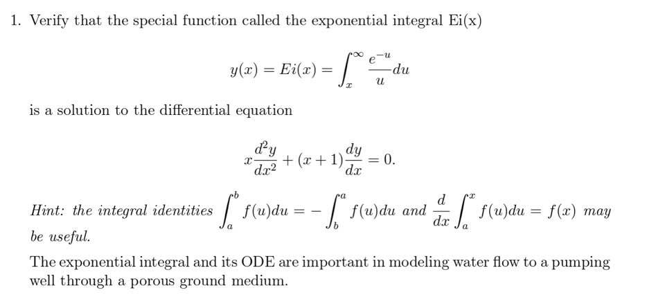 Solved 1. Verify that the special function called the | Chegg.com