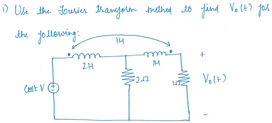 Solved Use the Fourier transform method to find Vo(t) for | Chegg.com