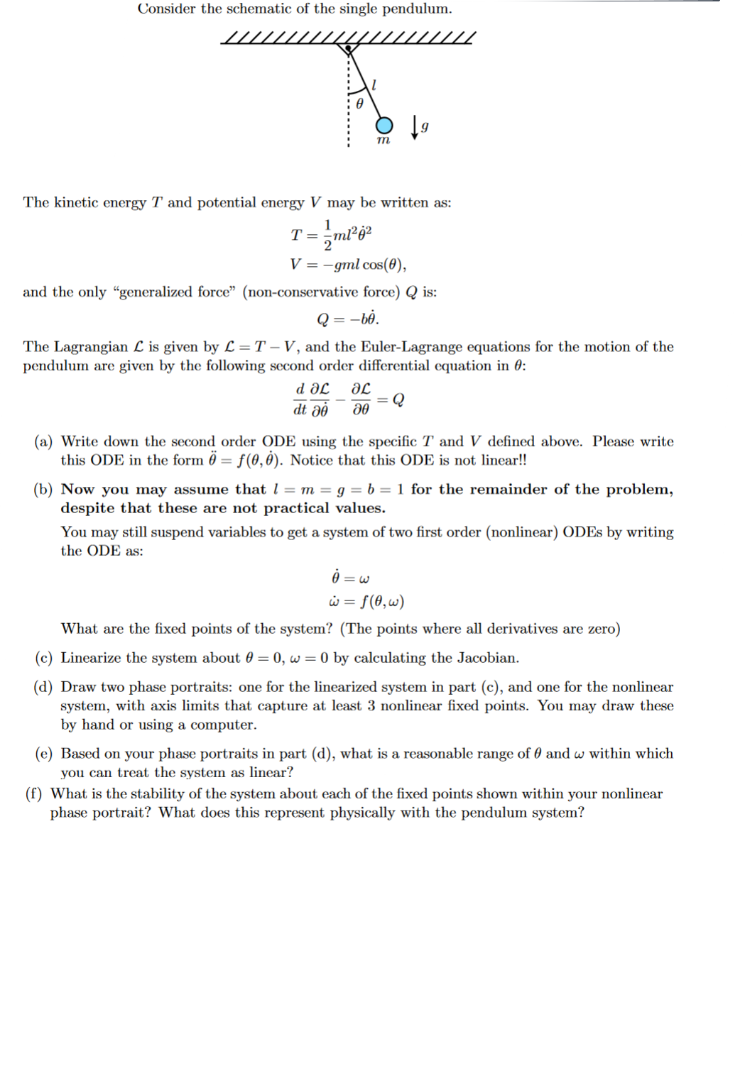 Solved Consider the schematic of ﻿the single pendulum.The | Chegg.com
