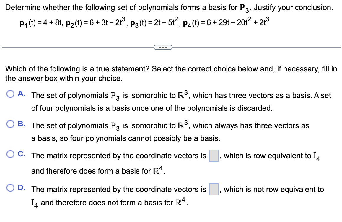 Solved Determine whether the following set of polynomials | Chegg.com
