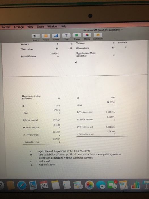 Solved Format Arrange View Share Window Help Homework11 | Chegg.com