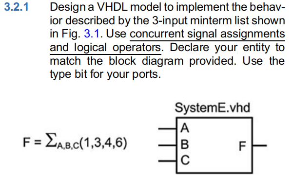 Solved 3.2.1 Design a VHDL model to implement the behav- ior | Chegg.com