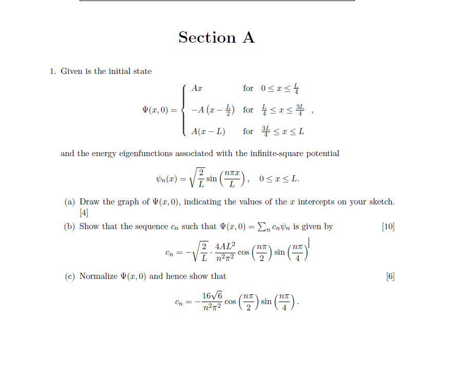 Solved Section A 1. Given is the initial state | Chegg.com