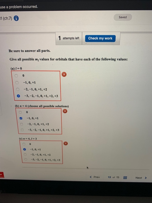 Solved use a problem occurred. Saved 1 attempts left Check | Chegg.com