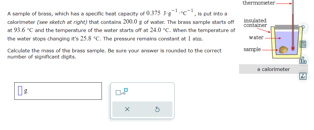 Solved A sample of brass, which has a specific heat capacity | Chegg.com