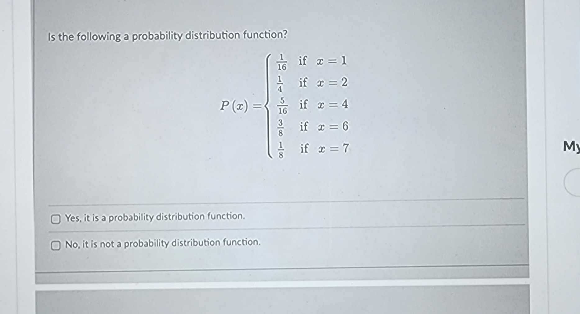Solved Is the following a probability distribution function? | Chegg.com