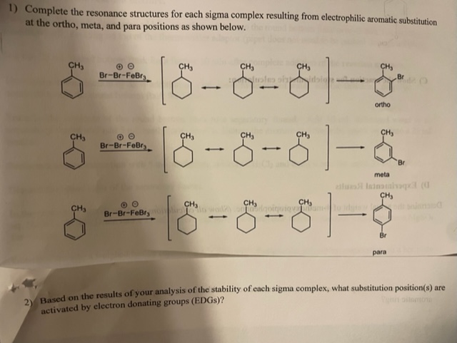 Solved Complete the resonance structures for each sigma | Chegg.com