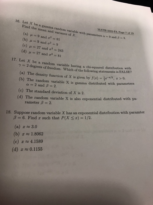 Solved Let X Be A Gamma Random Variable With Parameters α 5769