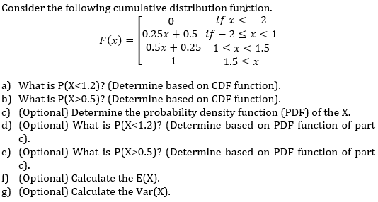 Solved Consider the following cumulative distribution | Chegg.com