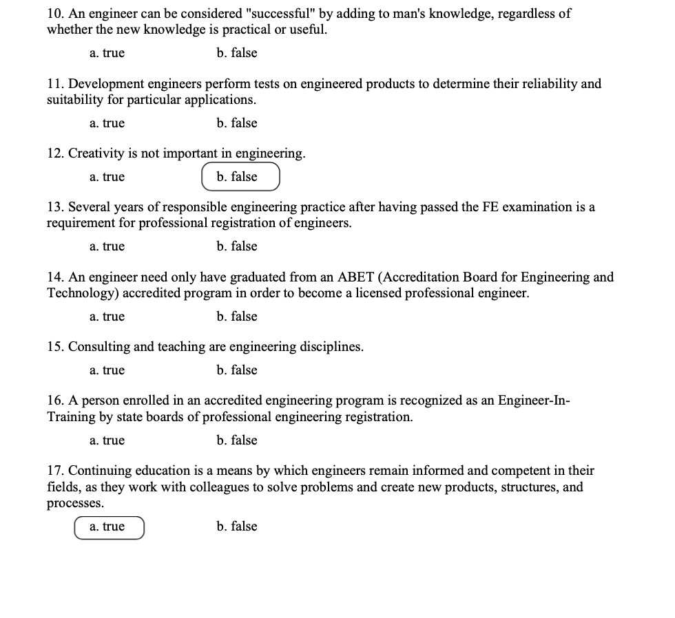 Solved 10. An engineer can be considered "successful" by | Chegg.com