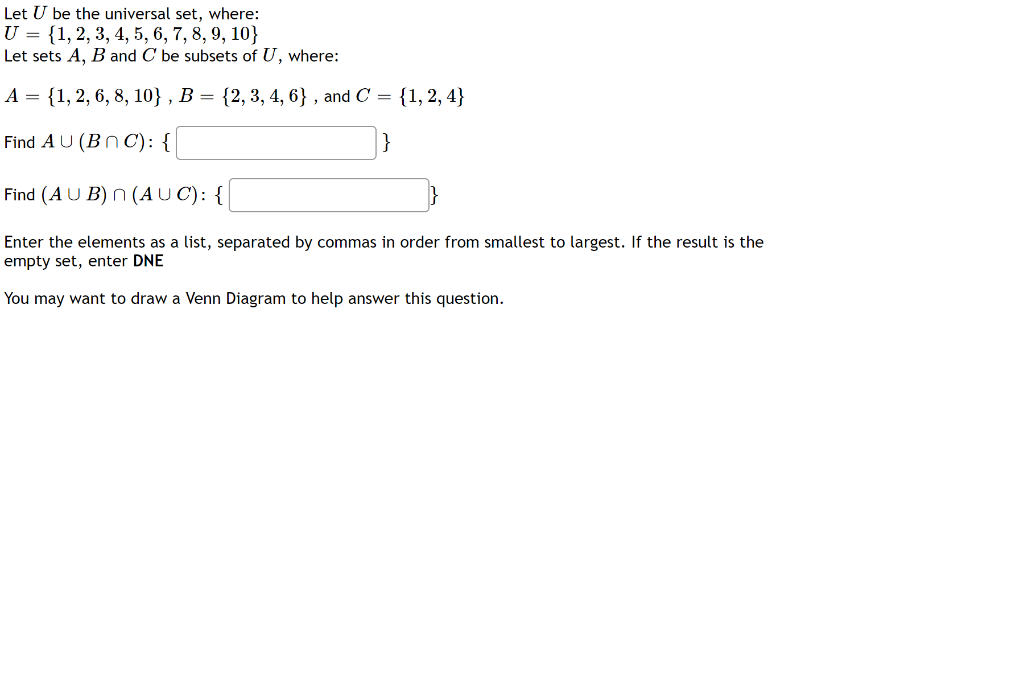 Solved Let U be the universal set, where: U = {1, 2, 3, 4, | Chegg.com