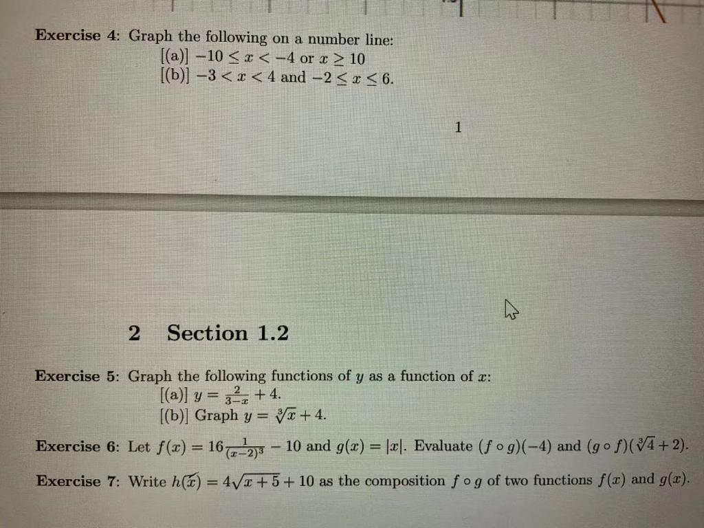 Solved Exercise 4: Graph the following on a number line: | Chegg.com