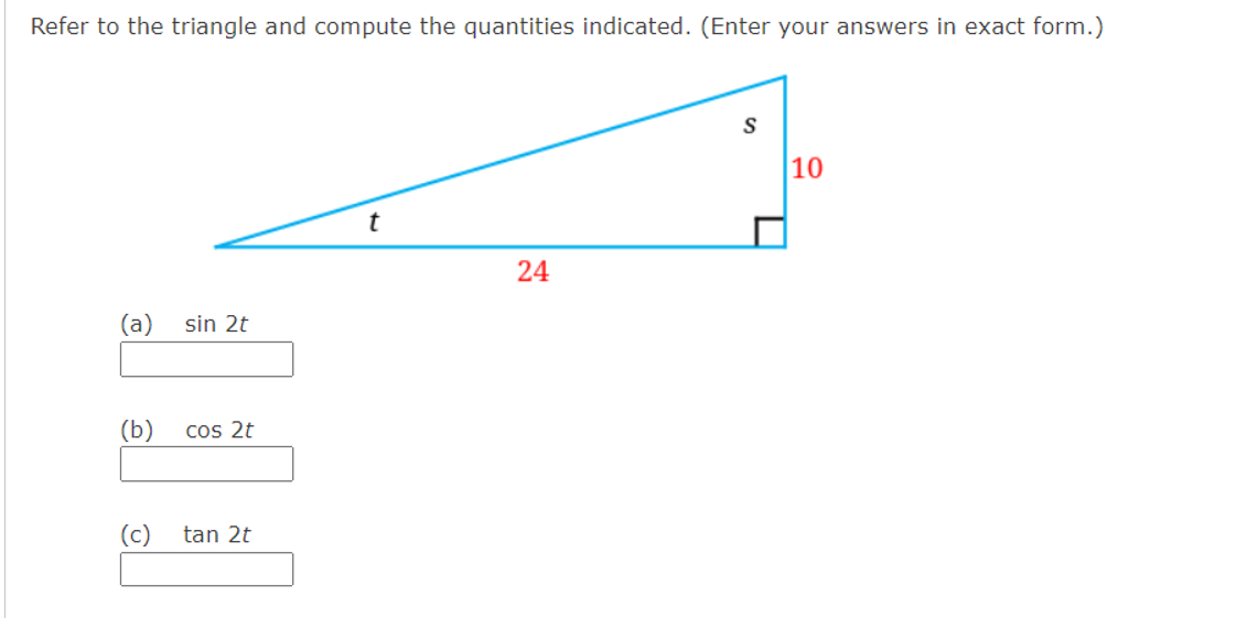 Solved Refer to the triangle and compute the quantities | Chegg.com