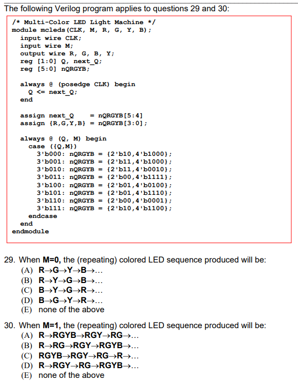 Solved The following Verilog program applies to questions 29 | Chegg.com